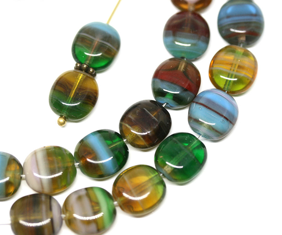 Oval shape Czech glass pressed beads – MayaHoney beads