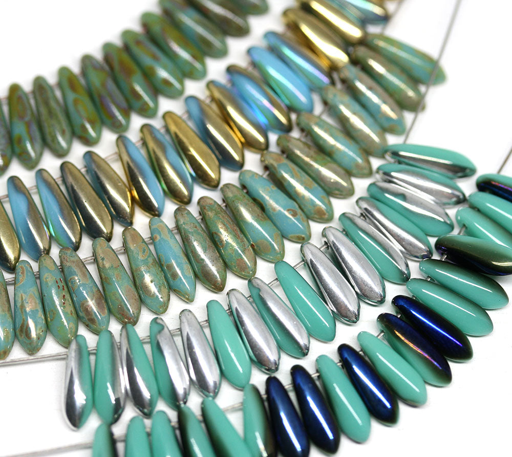 Stick, dagger Czech glass pressed beads – MayaHoney beads
